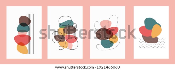 Four Positive Abstract Posters Set Boho Stock Vector (Royalty Free ...