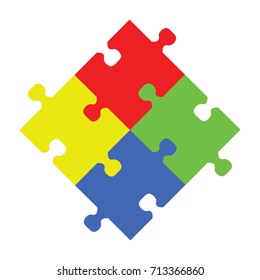 Four Puzzle Colored Pieces Vector Illustration Stock Vector (Royalty ...