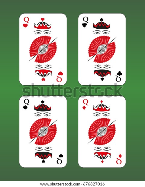 Four Queens Playing Card Stock Vector (Royalty Free) 676827016 ...