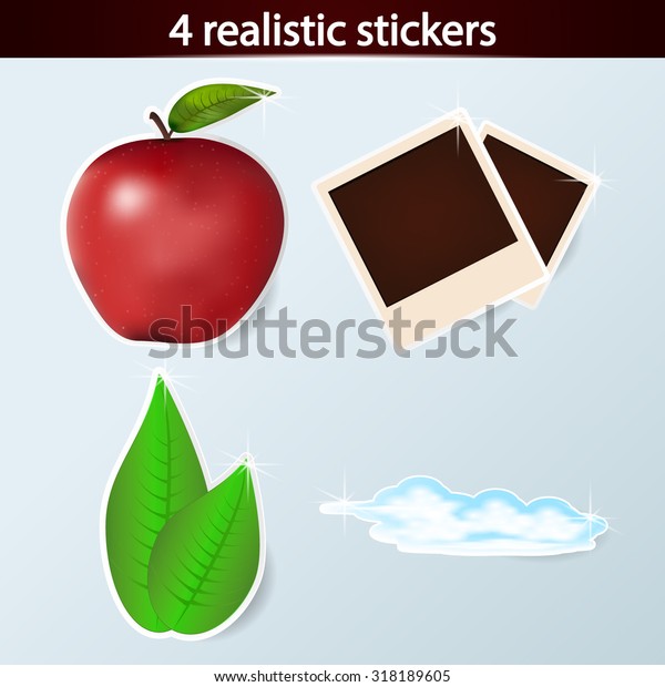 Four Realistic Stickers Stock Vector (Royalty Free) 318189605 ...