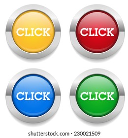 Four Round Buttons Click Icon Metallic Stock Vector (Royalty Free ...