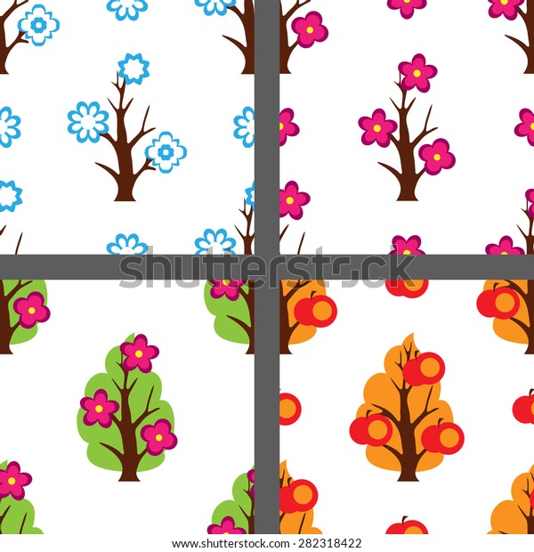 Four Season Pattern Set Seamless Vector Stock Vector (Royalty Free ...
