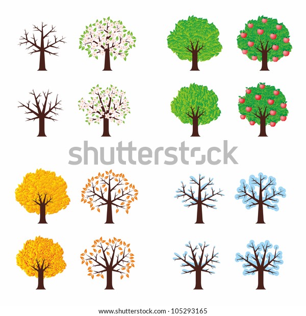 Four Season Trees Vector Illustration Stock Vector (Royalty Free) 105293165