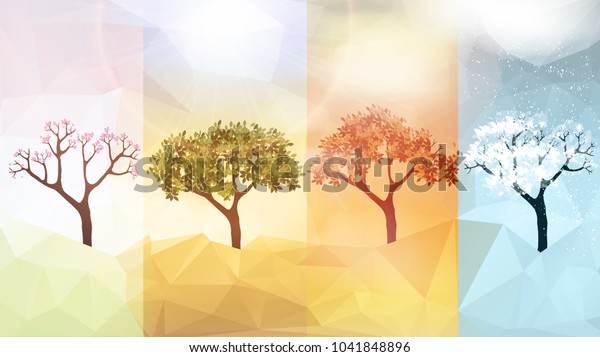 Four Seasons Banners Abstract Trees Vector: Vector có sẵn (miễn phí bản ...
