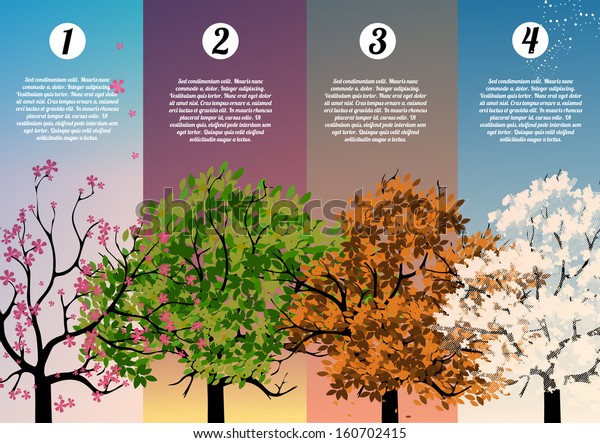 Four Seasons Banners Abstract Trees Infographic Stock-vektor ...