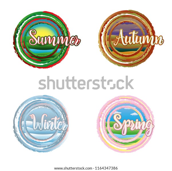 Four Seasons Word Banners Vector Illustration Stock Vector (Royalty ...
