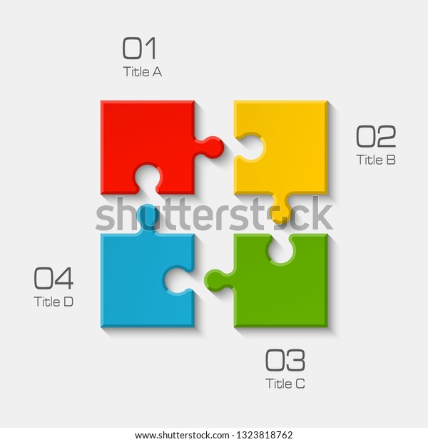 Four Sided 3d Square Puzzle Presentation : image vectorielle de stock ...