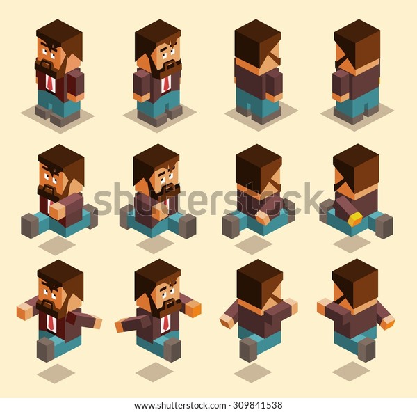 Four Sided Character Set Isometric Art Stock Vector (Royalty Free ...