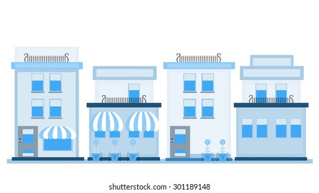 Four Simple Blue Buildings On White Stock Vector (Royalty Free ...