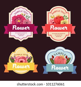 Four Spring Flowers Label Ribbon Stock Vector (Royalty Free) 1011276061 ...