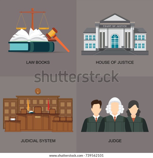 Four Square Flat Law Icon Set Stock Vector (Royalty Free) 739562101 ...