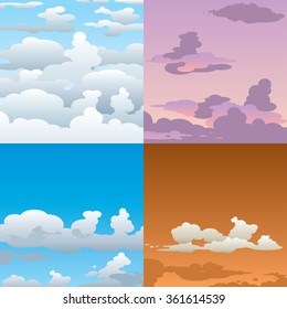 Four Square Sky Backgrounds Clouds Different Stock Vector (Royalty Free ...