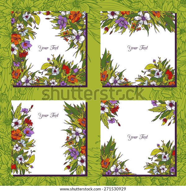 Four Square Templates Colorful Doodle Flower Stock Vector (Royalty Free ...