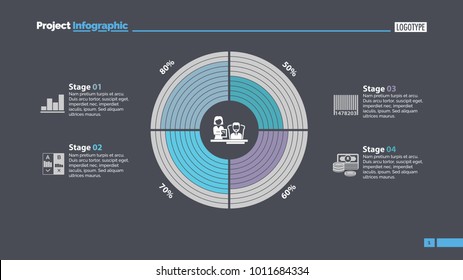 Vektor Stok Four Stages Comparison Circle Diagram Template (Tanpa ...