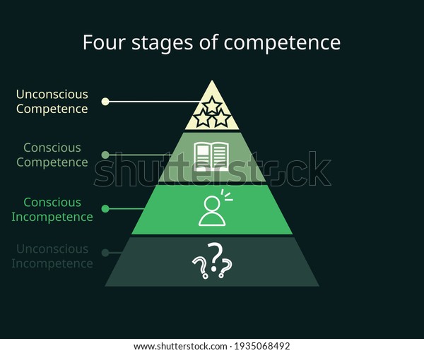 Four Stages Competence Conscious Competence Learning 库存矢量图（免版税 ...