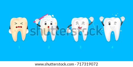 Four Steps Cleaning Tooth Cartoon Character Stock Vector (Royalty Free ...