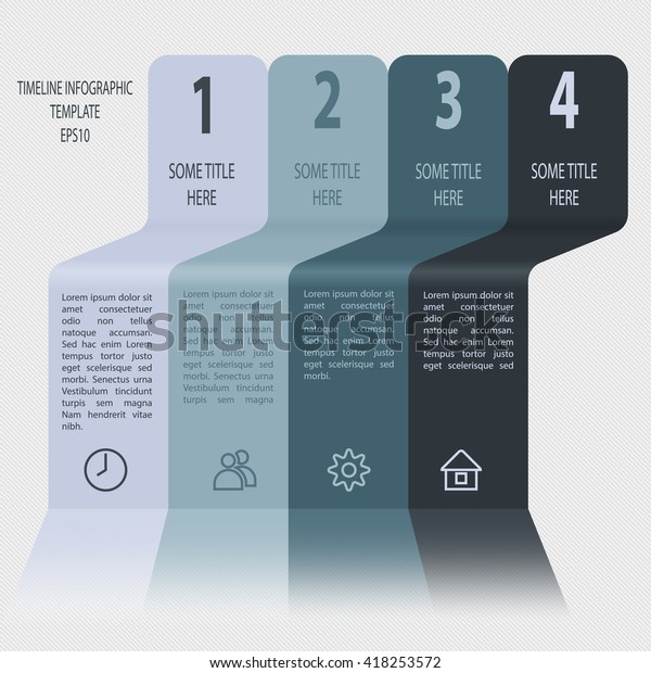 Four Steps Timeline Objects Paper Template: เวกเตอร์สต็อก (ปลอดค่า ...