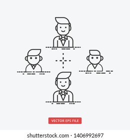 Four Team Member Collaborating Outlined Modern Stock Vector (Royalty ...