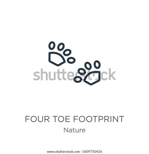 Four Toe Footprint Icon Thin Linear Stock Vector (Royalty Free ...