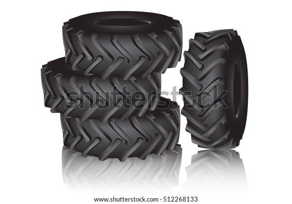 Four Tractor Wheels Isolated On White Stock Vector (Royalty Free ...