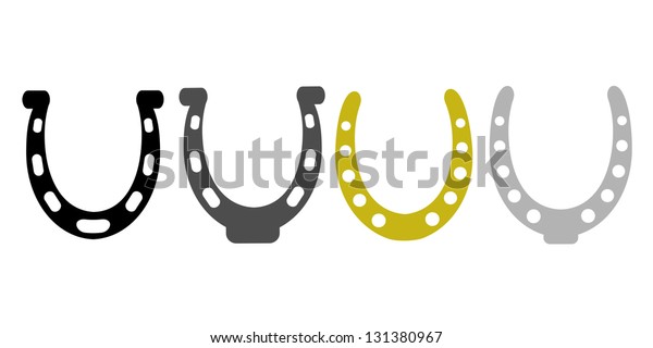 Four Types Horseshoe Silhouettes Isolated On: Stock-Vektorgrafik ...