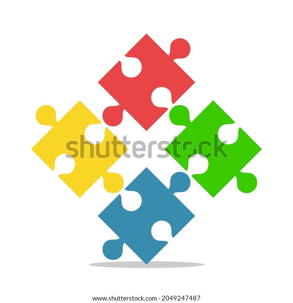 Four Unconnected Puzzle Pieces Isolated On Stock Vector (Royalty Free ...