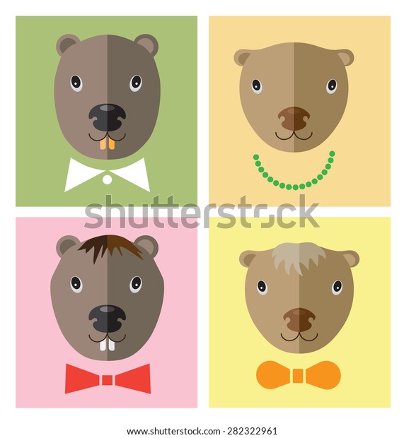 Four Vector Avatars Depicting Beavers People Stock Vector (Royalty Free ...