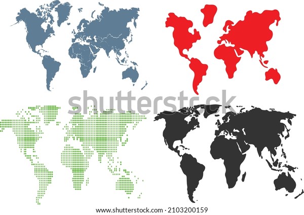 Four Vector Modern World Maps Red Stock Vector (Royalty Free ...