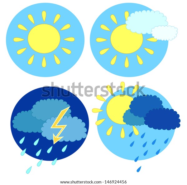 Four Weather On White Background Stock Vector (Royalty Free) 146924456 ...