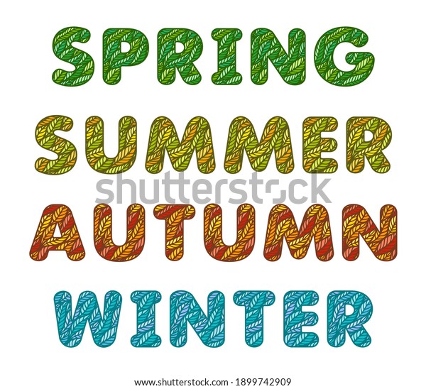 Four Words Spring Summer Autumn Winter Stock Vector (Royalty Free ...