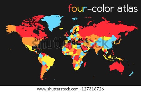 Four Color World Map Atlas EPS 10 Stock Vector (Royalty Free) 127316726 ...