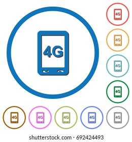 Vektor Stok Fourth Generation Mobile Network Round Color (Tanpa Royalti ...