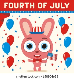 Fourth July Cartoon Rabbit Flag Usa Stock Vector (Royalty Free ...