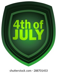 Fourth July Green Glowing Shield Vector Stock Vector (Royalty Free ...