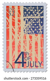 Fourth July Postage Stamp Stock Vector (Royalty Free) 273359516 ...