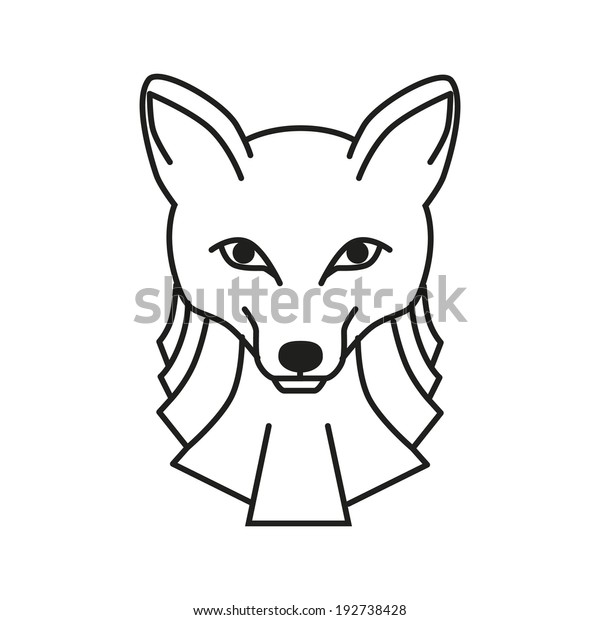 Fox Black Line Illustration White Background Stock Vector (Royalty Free ...