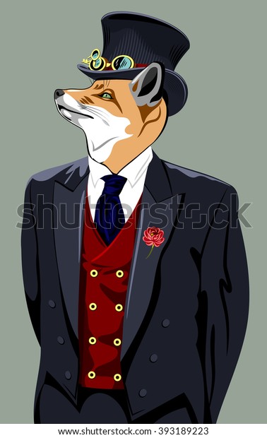 Fox Business Mans Suit Top Hat Stock Vector (Royalty Free) 393189223