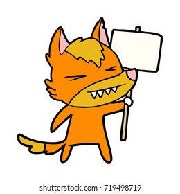 Fox Cartoon Character Protest Sign Stock Vector (Royalty Free ...