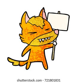 Fox Cartoon Character Protest Sign Stock Vector (Royalty Free ...