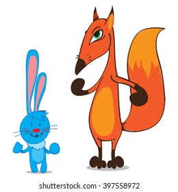 Fox Hare Cartoon Characters Stock Vector (Royalty Free) 397558972 ...