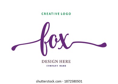 Fox Lettering Logo Simple Easy Understand Stock Vector (Royalty Free ...