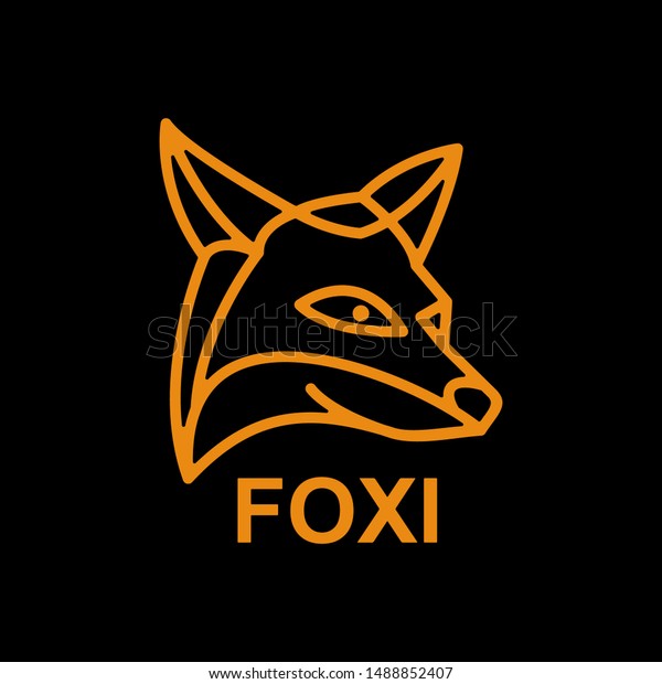 Fox Logo Black Background Line Art Stock Vector (Royalty Free ...