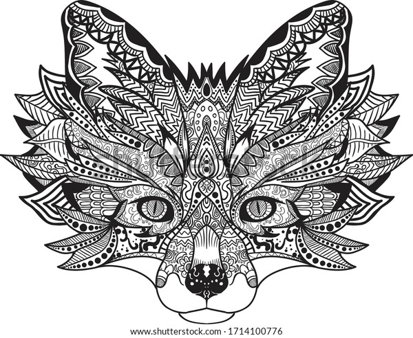 Fox Mandala Art. Beauty Mandala Pattern.