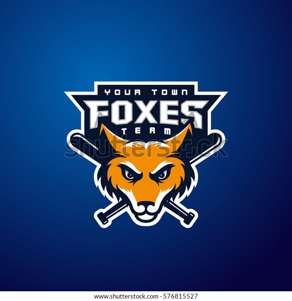 Fox Mascot Baseball Team On Blue Stock Vector (Royalty Free) 576815527