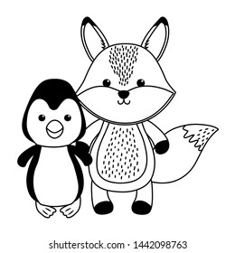Fox Penguin Cartoon Design Stock Vector (Royalty Free) 1442098763 ...