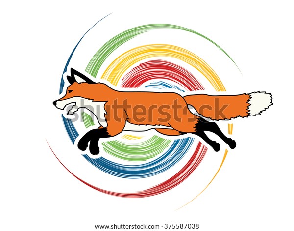 Fox Running Designed On Spin Wheel Stock Vector (Royalty Free ...