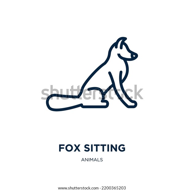 Fox Sitting Icon Animals Collection Thin Stock Vector (Royalty Free ...