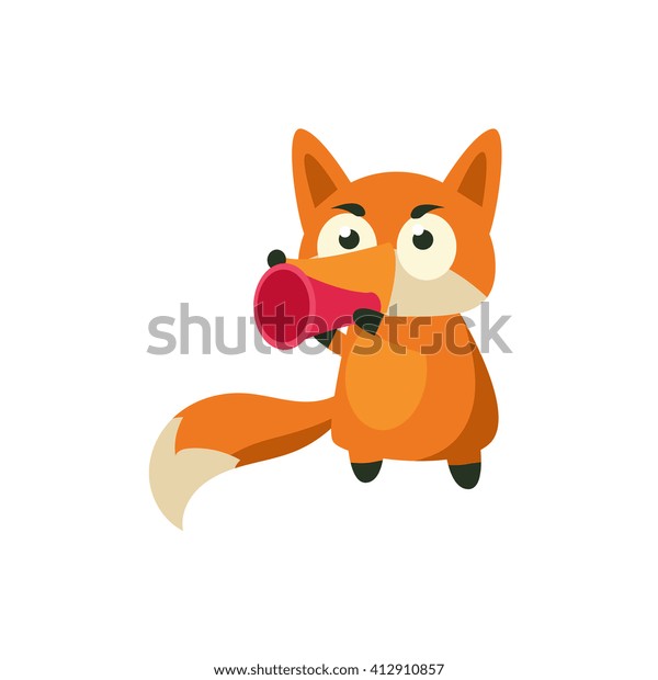 Fox Talking Megaphone Adorable Cartoon Style Stock Vector (Royalty Free ...