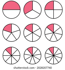 Fraction Circle Chart Mathematics Vector Illustration Stock Vector ...