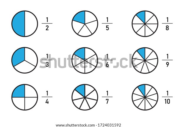 Fractions Educationfraction Pie Divided Into Slices Stock Vector ...